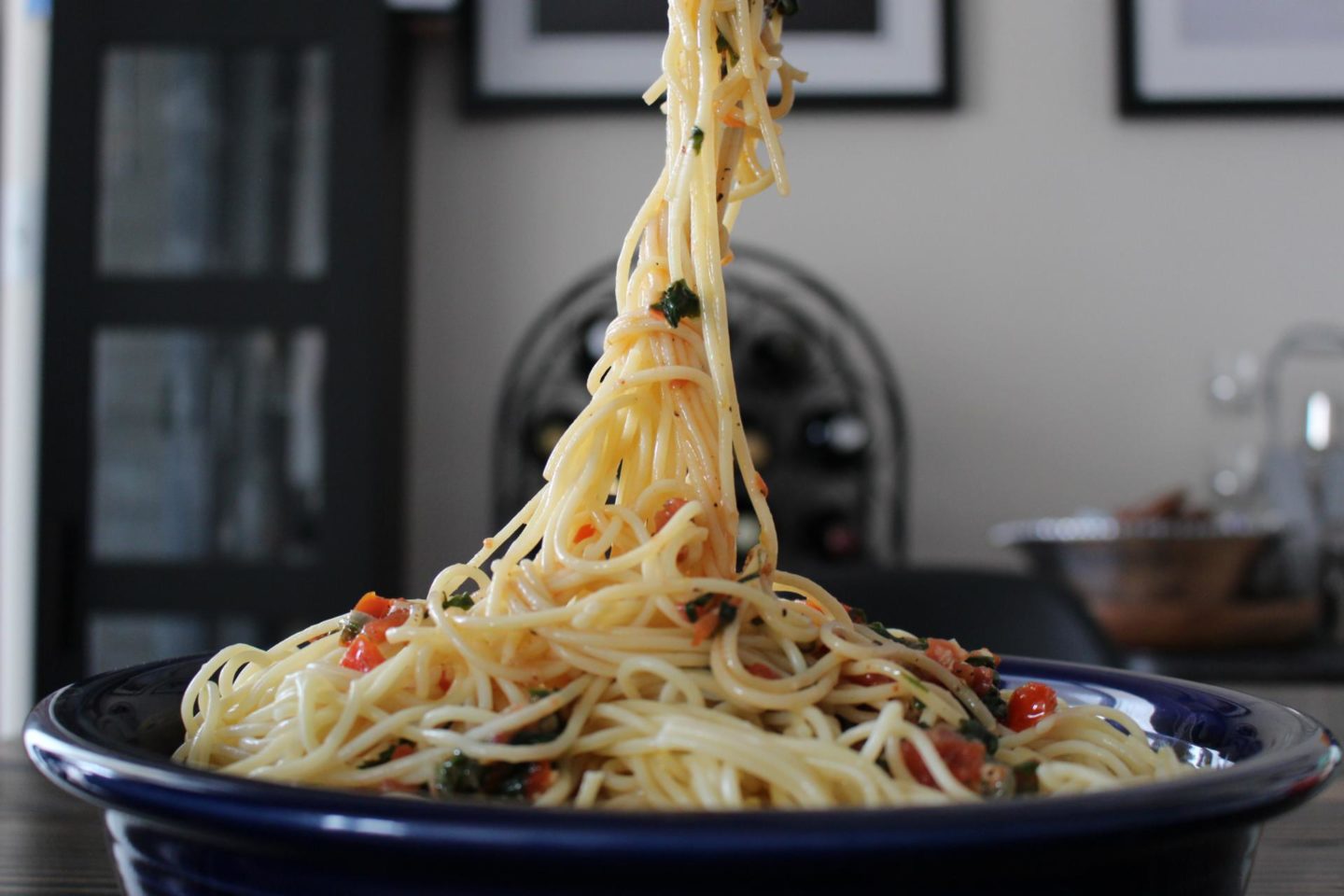 Garlicky Tomato Basil Spaghetti | What's For Dinner Esq.